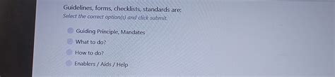 Solved Guidelines Forms Checklists Standards Areselect