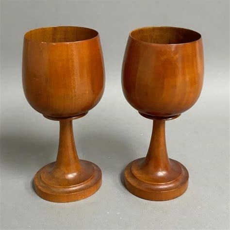Pair Of Wooden Wine Glasses Auctionsontarioca