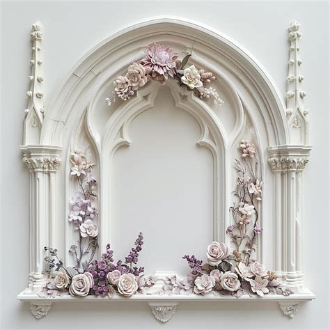 Baroque Ivorywhite Arched Plaster Window Frame With A Pointed Top And