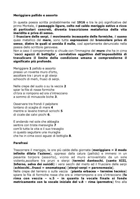 Testi Di Montale Italiano Docsity