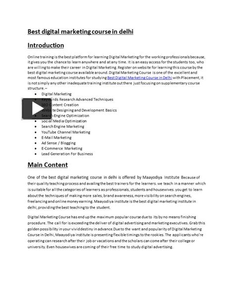 Ppt Best Digital Marketing Institute In Delhi Powerpoint Presentation