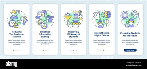 Ict Benefits In Education Onboarding Mobile App Screen Stock Vector