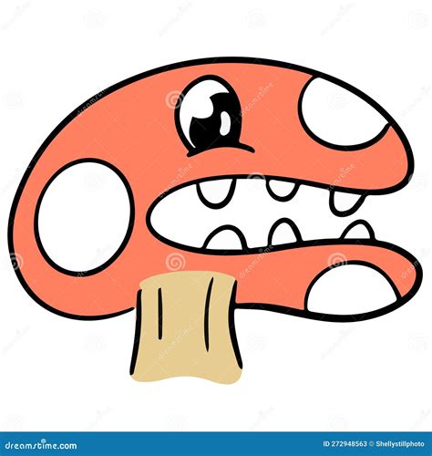 Cute Cartoon Toadstool Mushroom Cartoon Character Emoji Style Vector