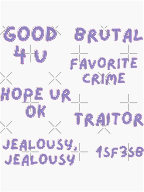 Olivia Rodrigo Sour Album Song Titles Sticker Pack