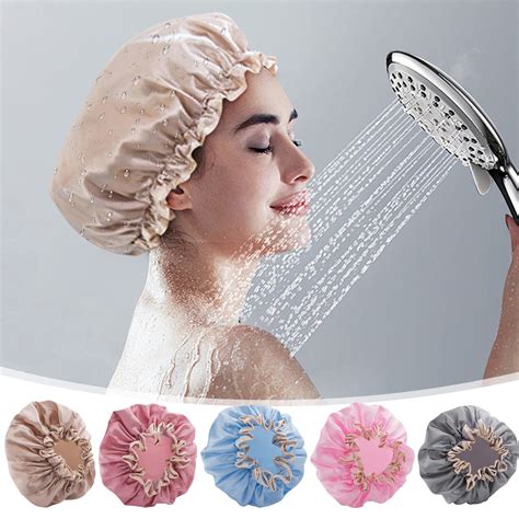 Fuebueo Shower Cap For Women Elastic And Reusable Environmental