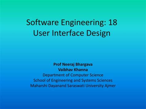 Software Engineering 18 User Interface Design Ppt