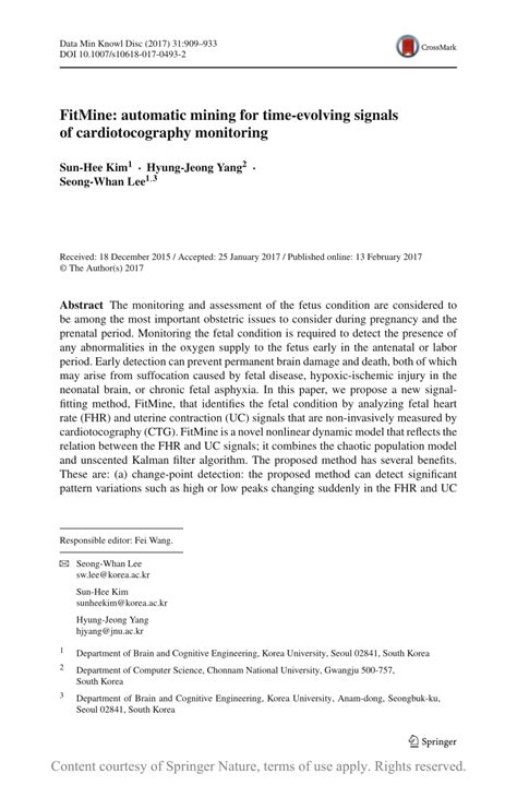 Fitmine Automatic Mining For Time Evolving Signals Of Cardiotocography Monitoring Request Pdf