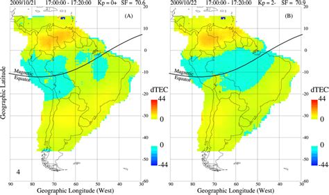 Difference Tec Values Over South America That Were Obtained By