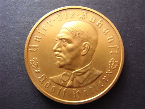 Drittes Reich Medaille Adolf Hitler Bayerisches Hauptm Nzamt Gestempelt Am Rand Vzgl Ma