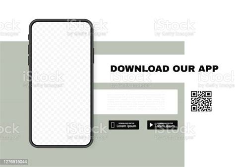 앱 광고 배너를 다운로드하세요 휴대 전화에 대한 응용 프로그램 응용 프로그램에 대한 전화 모형 템플릿입니다 벡터 일러스트레이션 3차원 형태에 대한 스톡 벡터 아트 및 기타