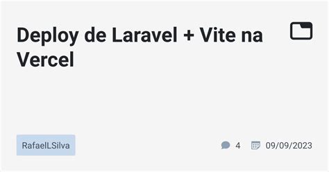 Deploy De Laravel Vite Na Vercel · Rafaellsilva · Tabnews