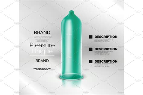 Vector Condom Ad Template Latex Contraceptive 3d Illustration