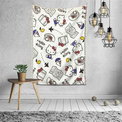 Hello Kitty Tapestry Aesthetic Cute Room Decor Tapestry Birthday