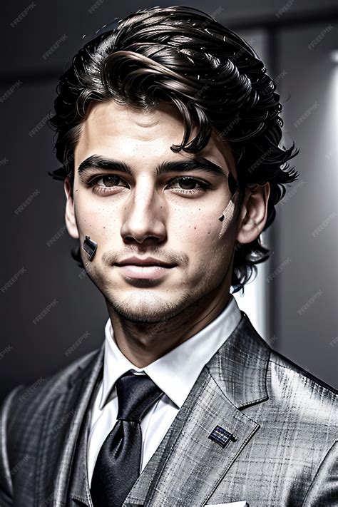 Premium Ai Image A Man In A Suit And Tie With A Mustache On His Face