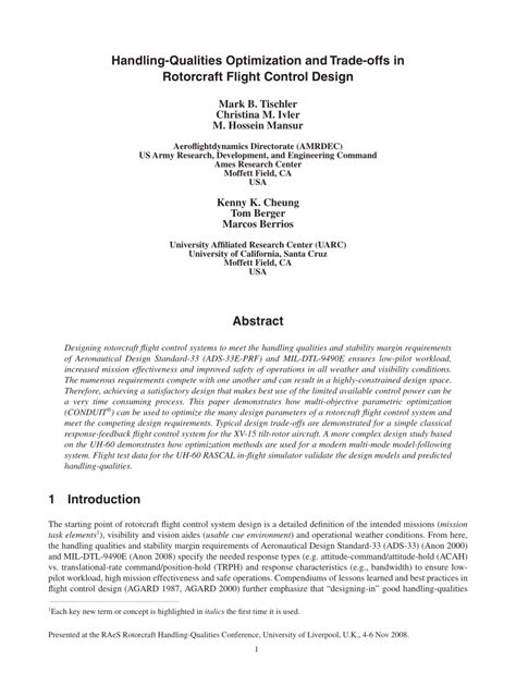 Pdf Handling Qualities Optimization And Trade Offs In Rotorcraft