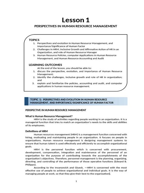 Hrm Lesson 1 Pdf