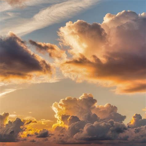 Sunset Evening Sky With Clouds Background Vector Wide Horizontal Illustration Stock Vector