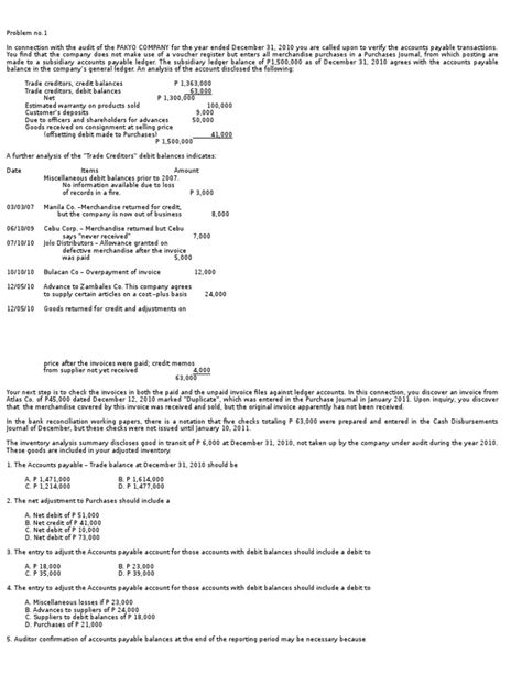 5auditing Problem Pdf Accounts Payable Debits And Credits
