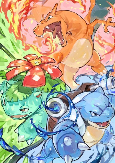 Charizard Venusaur And Blastoise Pokemon Drawn By Tapiokachaso
