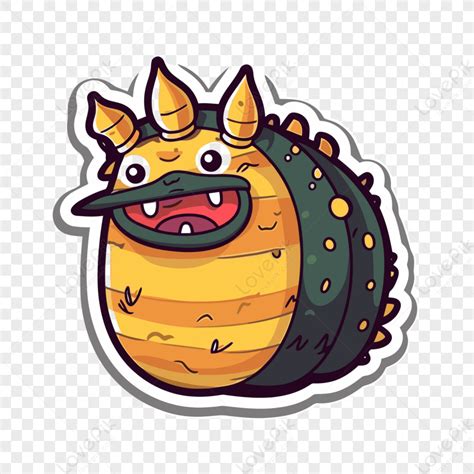 귀여운 벡터 만화 일러스트 괴물 스티커 디자인 또는 치아 클립 아트와 레이블상표 Png 일러스트 무료 다운로드 Lovepik