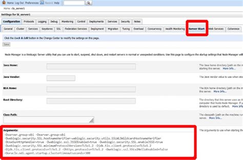Configure Server Start Parameters