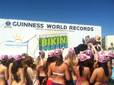 I Bleed Crimson Red Panama City Beach Breaks Bikini Parade World Record