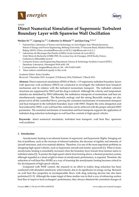 Pdf Direct Numerical Simulation Of Supersonic Turbulent Boundary Layer With Spanwisewall