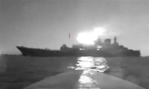 Russian Warship Seen Listing In Black Sea After Ukrainian Sea Drone