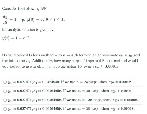Solved Consider The Following IVP Dy 1 Y Y 0 0 0 Chegg Com