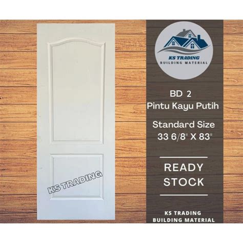 Bd2 Solid Wooden Doorpintu Kayu White Prime Door Shopee Malaysia