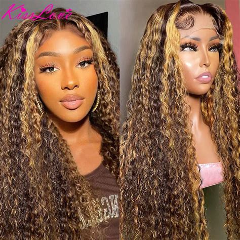 Perruque Lace Front Wig Naturelle Boucl E Blond Ombr E 13x4 13x6 32