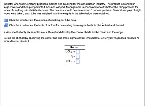 Solved Factors For Calculating Three Sigma Limits For The Chegg Com