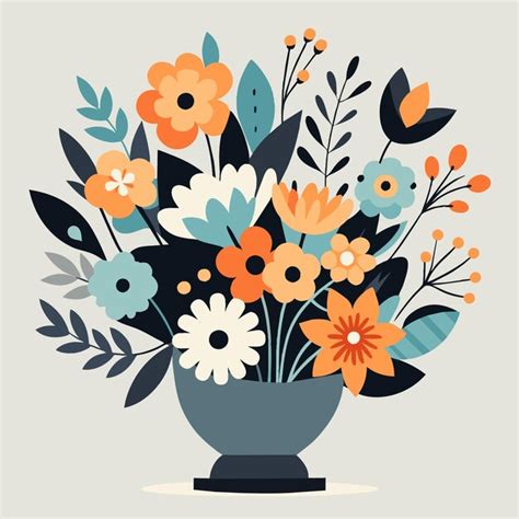 Premium Vector Bouquet Flowers In Vase