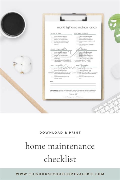 Annual Home Maintenance Checklist Pdf Digital Download Editable