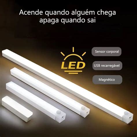 Lâmpada Noturna Led Com Sensor De Movimento Sem Fio Usb Recarregável