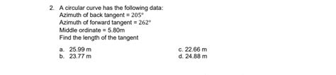 answered a circular curve has the following… bartleby