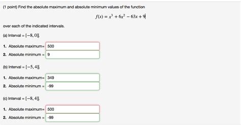 solved find the absolute maximum and absolute minimum values