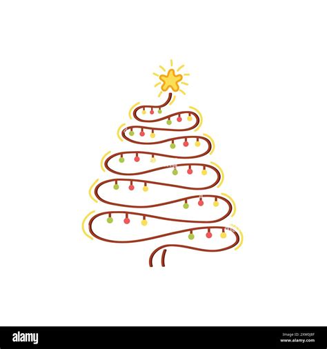 Christmas Tree Made Of Colorful Lights With Glowing Star Vector Design Stock Vector Image And Art