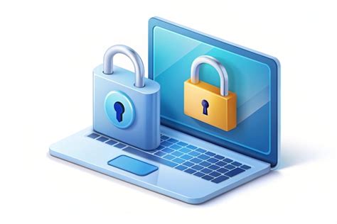 3d Computer And Protect Personal Data Cyber Security Concept Padlock And Password Icons User