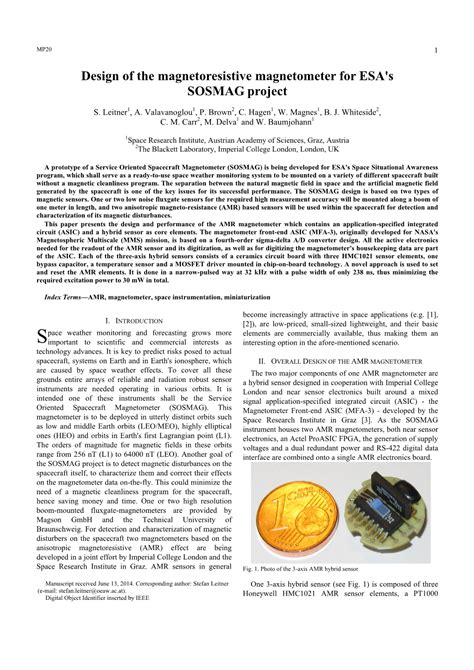 Design Of The Magnetoresistive Magnetometer For Esa S Sosmag Project