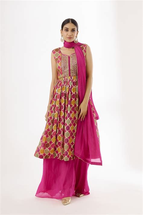 Buy Rose Pink Sharara Suit For Women Online Frontierraas