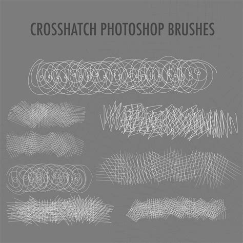 Кисть Штрихи для Фотошопа 11 наборов Crosshatch Photoshop Brushes скачать бесплатно