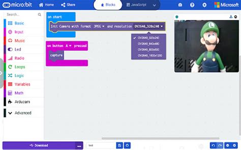 Arducam For Makecode Chrome Extension Preview Arducam Images In Makecode Blocks