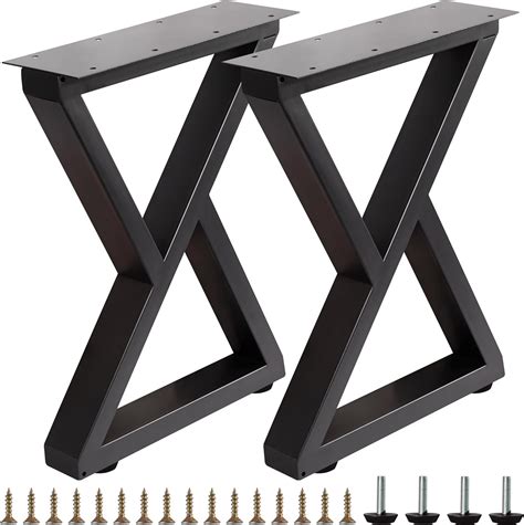 Vasgor 16 Inch Heavy Duty Metal Table Legs Set Of 2 Black Double