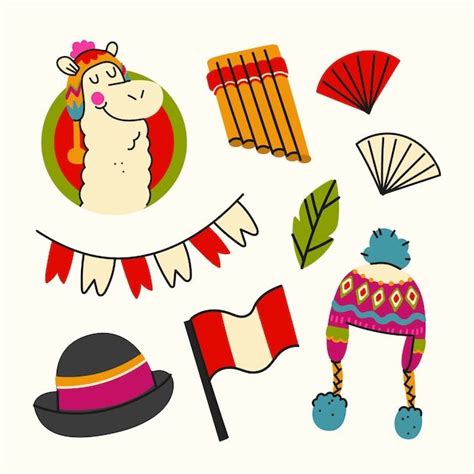 Colección Elementos Planos Fiestas Patrias Vector Gratis Dibujos De