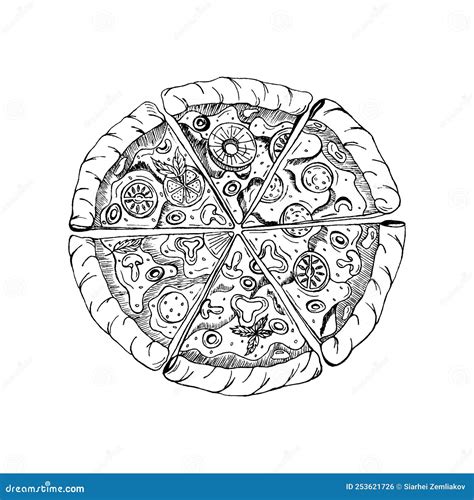 Vector Illustration Of Italian Pizza A Hand Drawn Sketch Of A Pizza