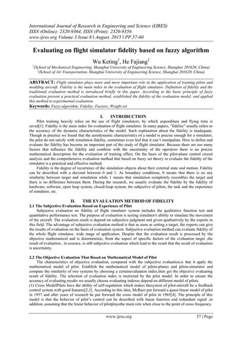 evaluating on flight simulator fidelity based on fuzzy algorithm pdf