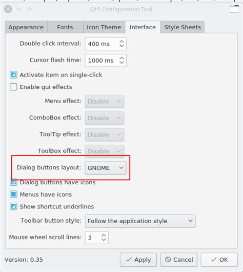 how to give the same order for ok and cancel buttons in kde and