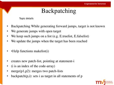 backpatching in compiler design design talk