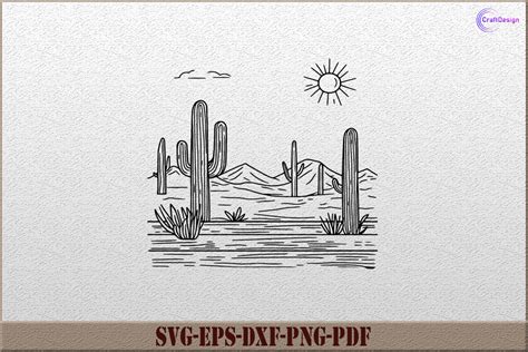 Cactus Desert Scene Svg Western Svg File Graphic By Craftdesign
